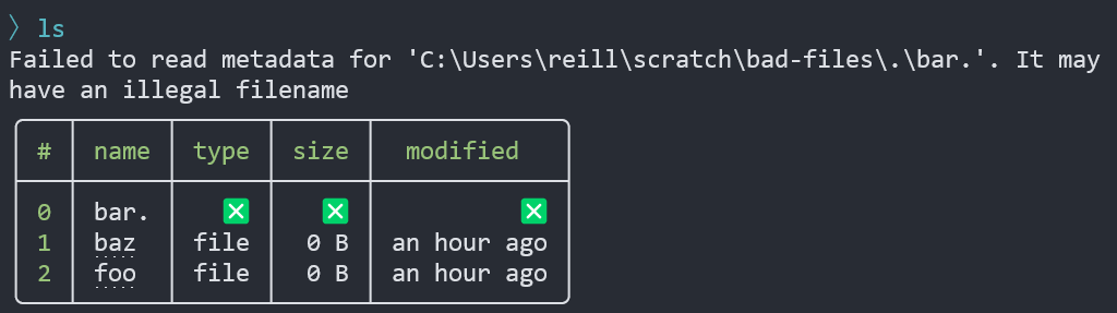 Files with trailing dots (or spaces) break nushell on Windows · Issue #7869 · nushell/nushell ...