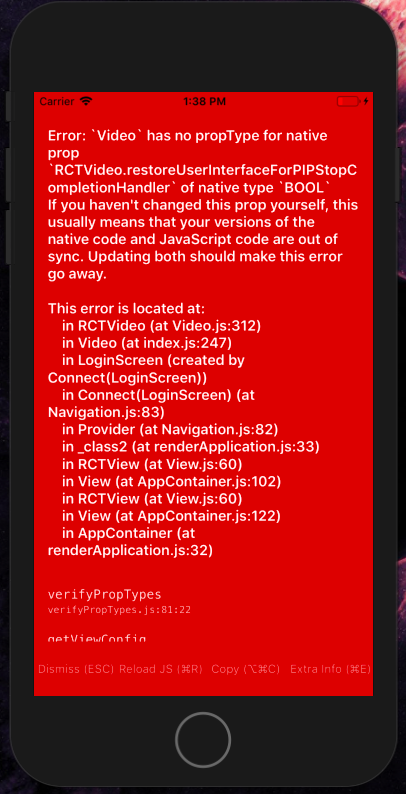 IOS :'Video' has no propType for native prop · Issue #1522 · TheWidlarzGroup/react-native-video ...
