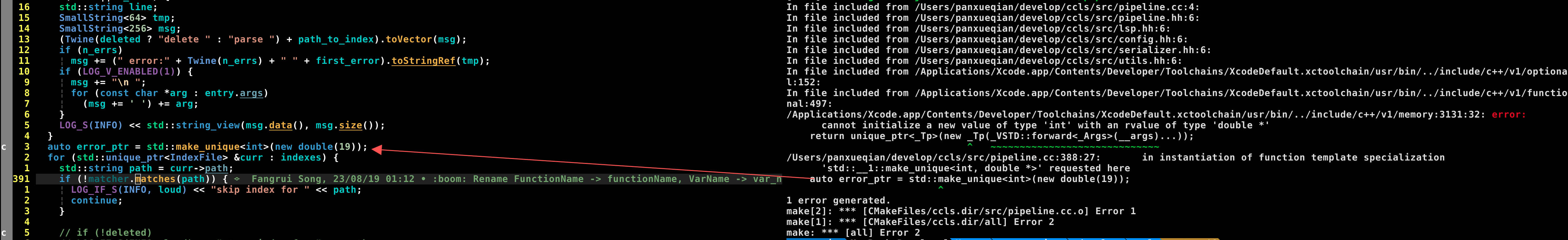 support show error in where we use when use template function · Issue #693 · MaskRay/ccls · GitHub