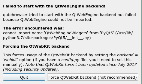 not responding on launch · Issue #4700 · qutebrowser/qutebrowser · GitHub