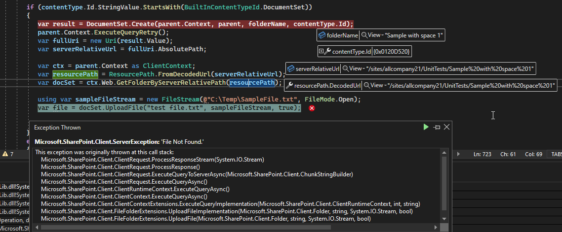 File not Found error thrown after creating Document Set with space in ...