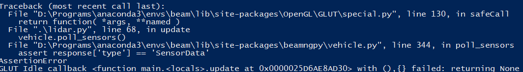 LIDAR example fails to run, Assertion error · Issue #123 · BeamNG/BeamNGpy · GitHub