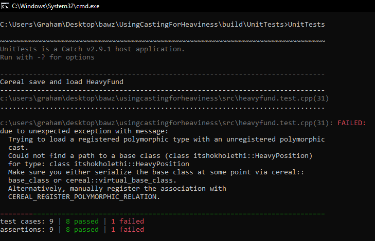 Help with error: "Trying to load a registered polymorphic type with an unregistered polymorphic ...