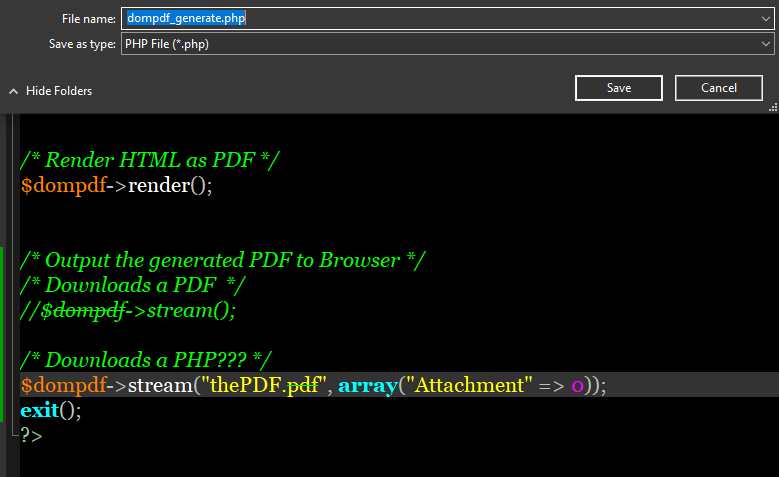 Stream downloading as PHP · Issue #3101 · dompdf/dompdf · GitHub Stream downloading as PHP · Issue #3101 · dompdf/dompdf · GitHub