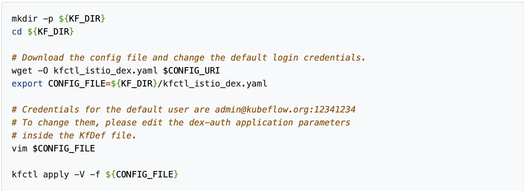 Edit dex-auth parameters in the KfDef File · Issue #2587 · kubeflow/website · GitHub