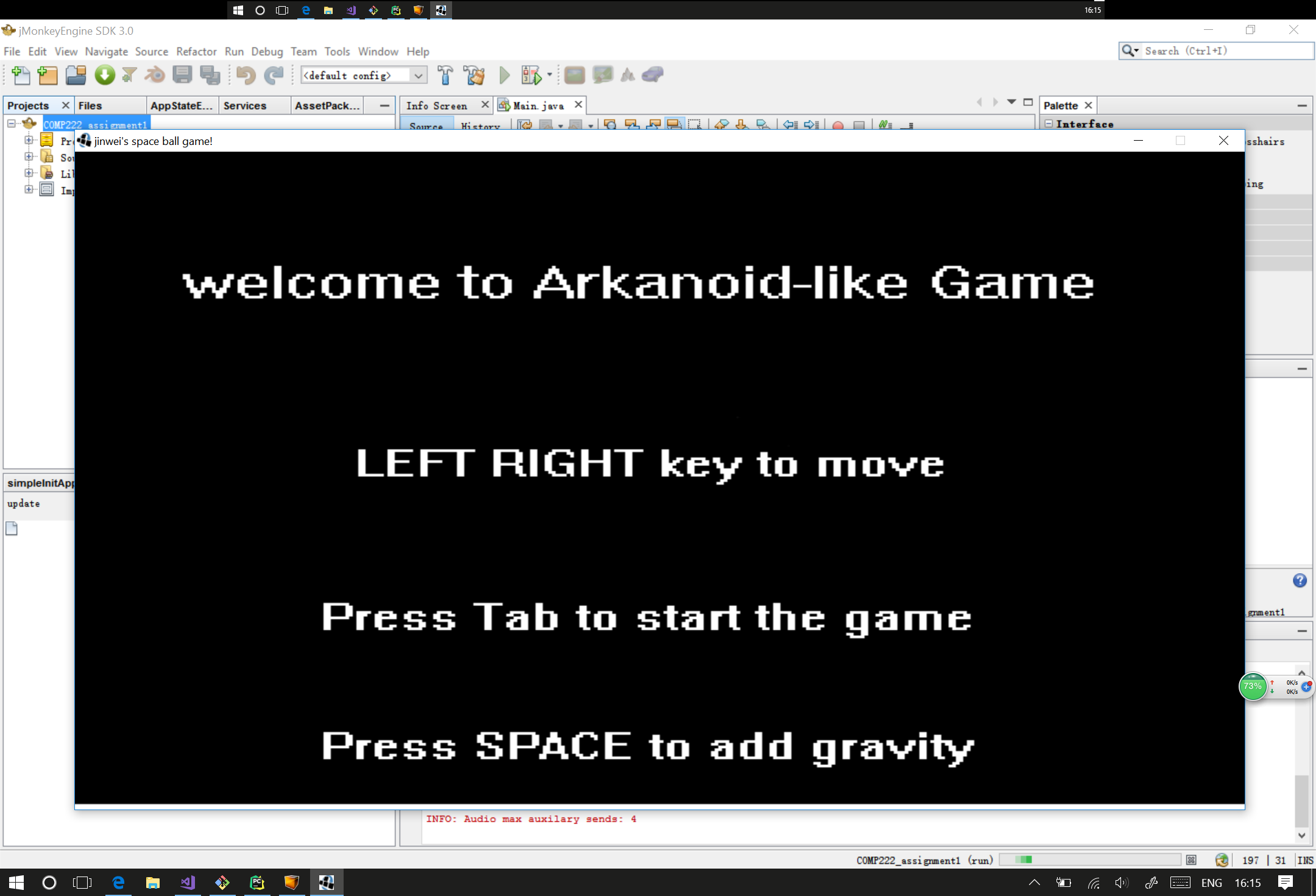 GitHub - jinwei14/Arkanoid-Like-Game: developed by JMonkey Engine_ Description: break the all ...