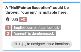 QD-2 A "NullPointerException" could be thrown; "current" is nullable ...