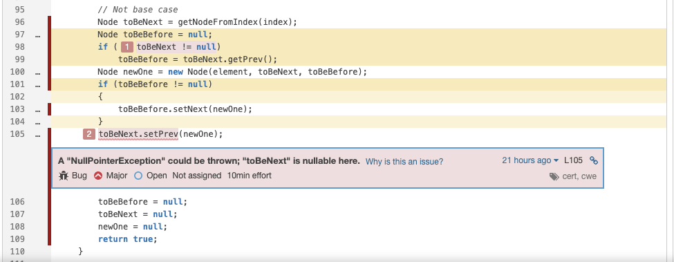 QD-12 A "NullPointerException" could be thrown; "toBeNext" is nullable here. · Issue #243 ...