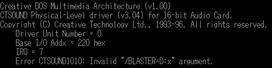 Problems with CTSOUND / CTSB16.SYS - Invalid argument when specifying Low DMA on parameter ...