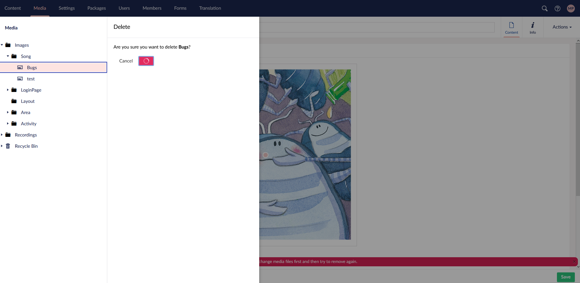 Notification is hidden behind side menu on trashing action event cancel. · Issue #9736 · umbraco ...
