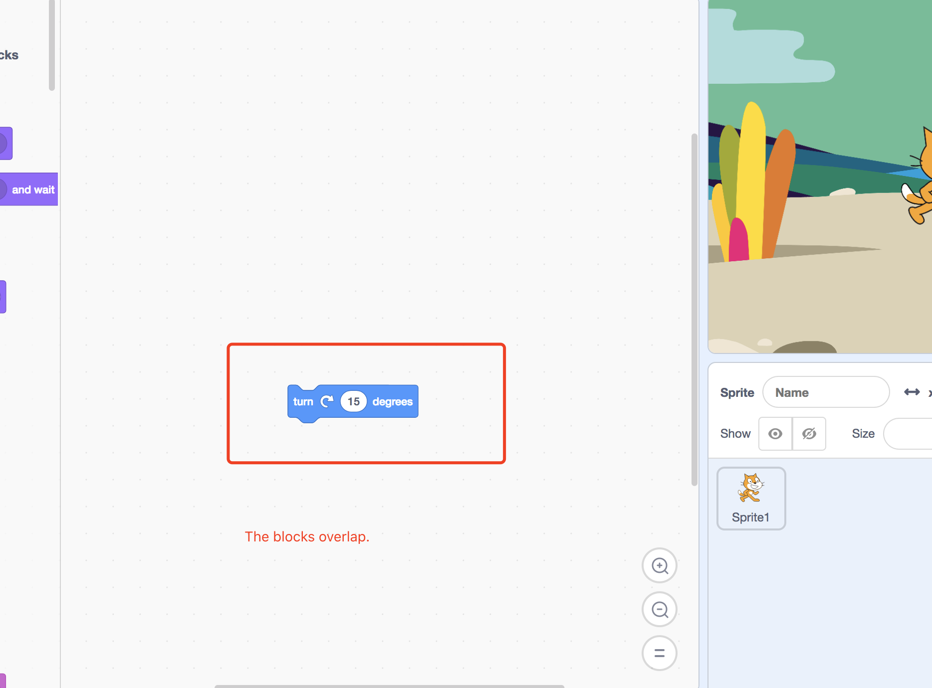 Drag two blocks to backdrops area, these blocks overlapped. · Issue #2318 · scratchfoundation ...
