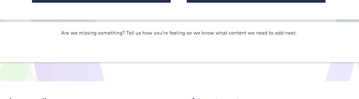 No text box underneath ' Are we missing something? ' on homepage ...
