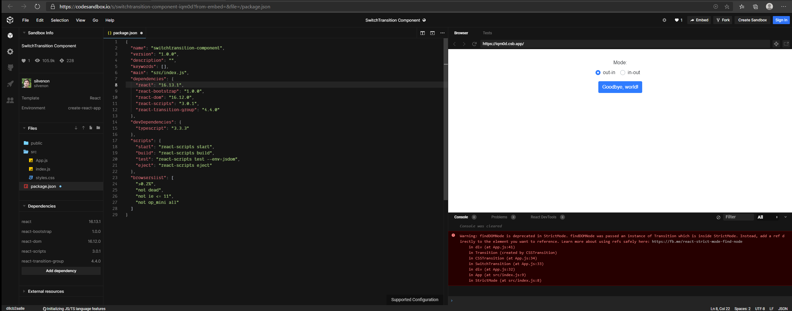 Csstransition Using Finddomnode Which Is Deprecated In React 16131 · Issue 668 · Reactjs