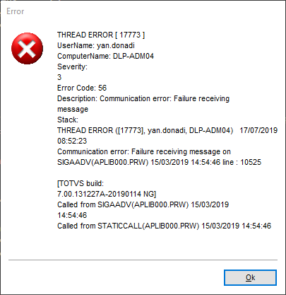 Error Code: 56 - Communication error: Failure receiving message · Issue #344 · totvs/advpl ...