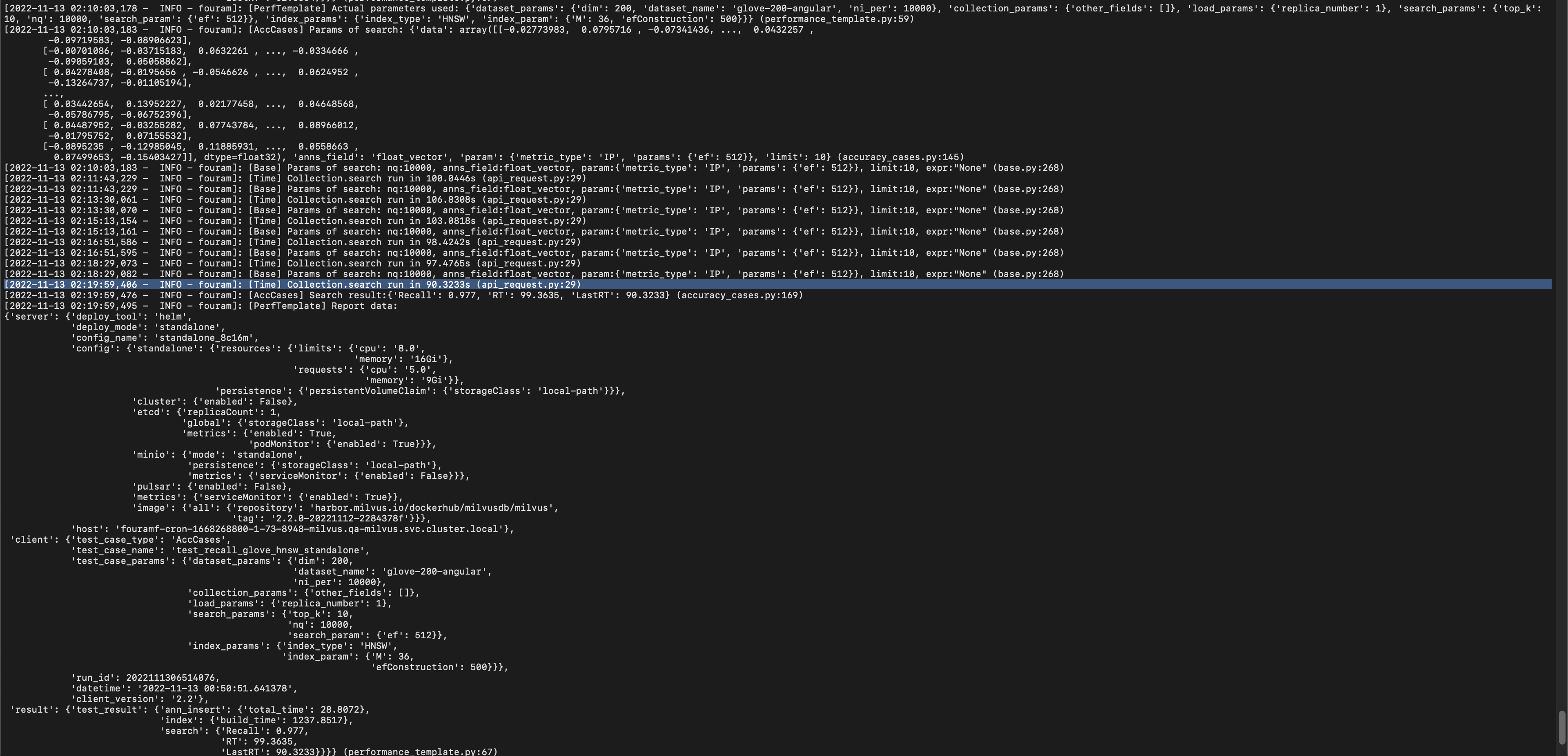 [Bug]: [benchmark][standalone] Glove dataset and build HNSW index, search with ef=10 that search ...
