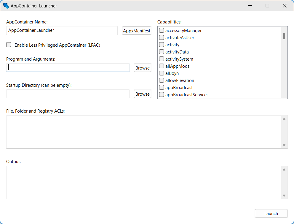 GitHub - WildByDesign/AppContainer-Launcher: AppContainer and LPAC (Less Privileged AppContainer ...