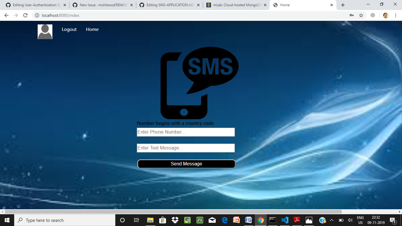 Github Mohitsood5934 Sms Application Using Nodejs Sms Application Is Designed Using Node Js