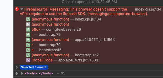 Vuejs This Browser Doesnt Support The Apis Required To Use The Firebase Sdk Messaging 
