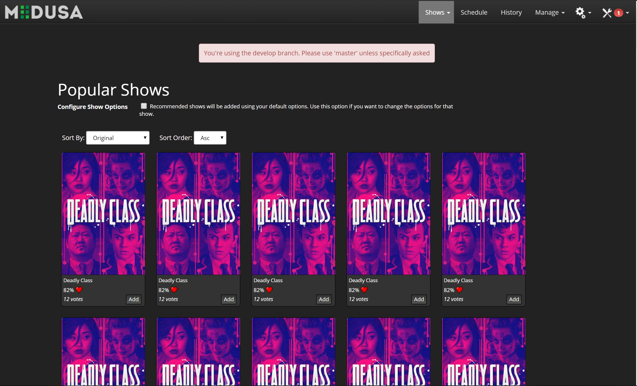 Add Recommended Shows Error · Issue 5962 · Pymedusamedusa · Github