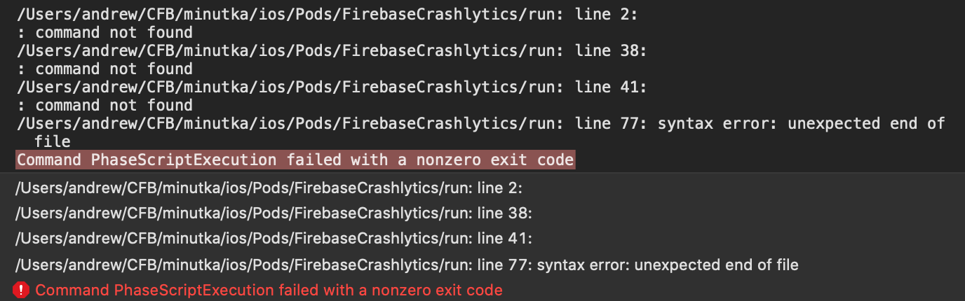 🐛 [firebase Crashlytics 0 2 1 1] Ios Can T Execute Run Script · Issue 3879 · Firebase