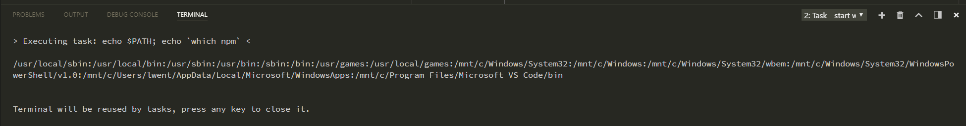 WSL in tasks not load .bashrc or .profile, can't find my npm · Issue #39953 · microsoft/vscode ...