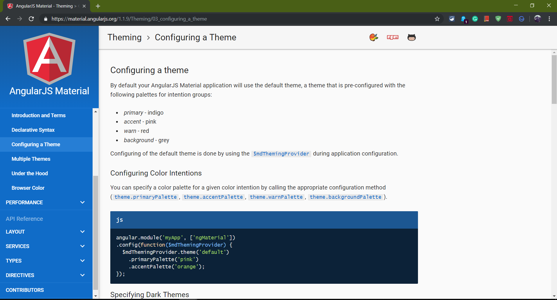 docs(ie): Configure your theme as explained here link not working · Issue #11713 · angular ...