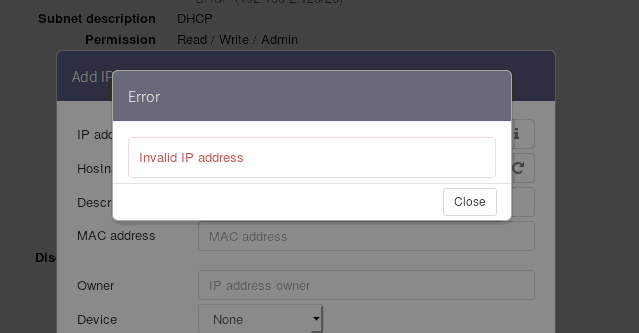 Why Do I Get Invalid Ip Address Every Time I Want To Add An Ip Range · Issue 1860 · Phpipam