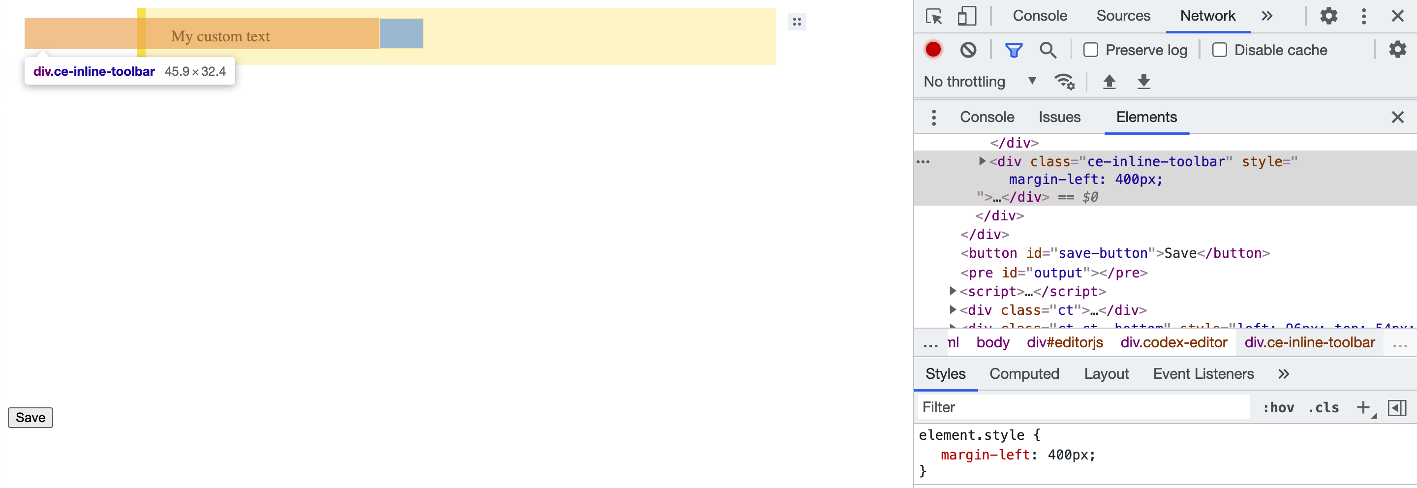 inlineToolbar does not render in a custom block API · Issue #1718 · codex-team/editor.js · GitHub