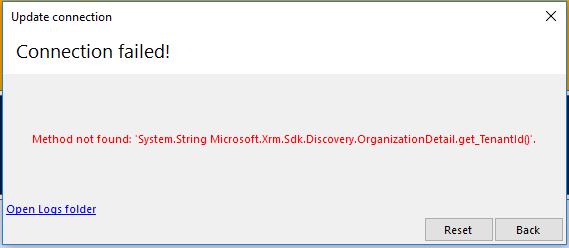 Method Not Found During Connection · Issue 109 · Mscrmtools Mscrmtools Xrm Connection · Github