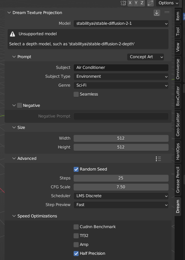Unsupported Model, Select A Depth Model · carson-katri dream-textures · Discussion #491 · GitHub