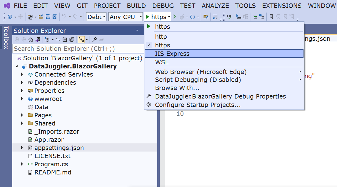Question - Where does Visual Studio store https or IIS Express option for a Blazor project ...