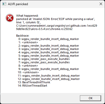 ALVR panicked at invalid JSON · Issue #1493 · alvr-org/ALVR · GitHub