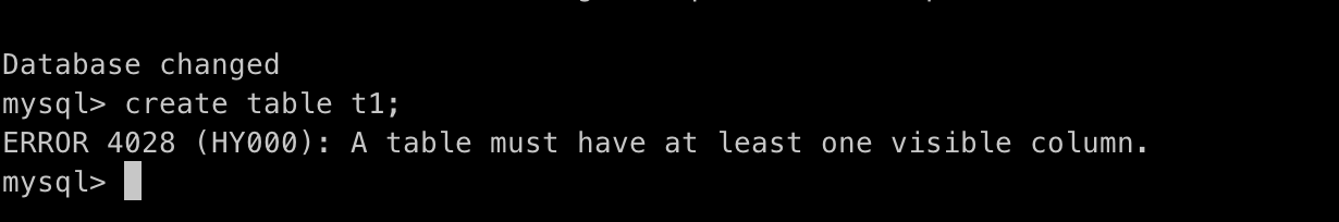bug: A table must have at least one visible column. · Issue #6087 · datafuselabs/databend · GitHub
