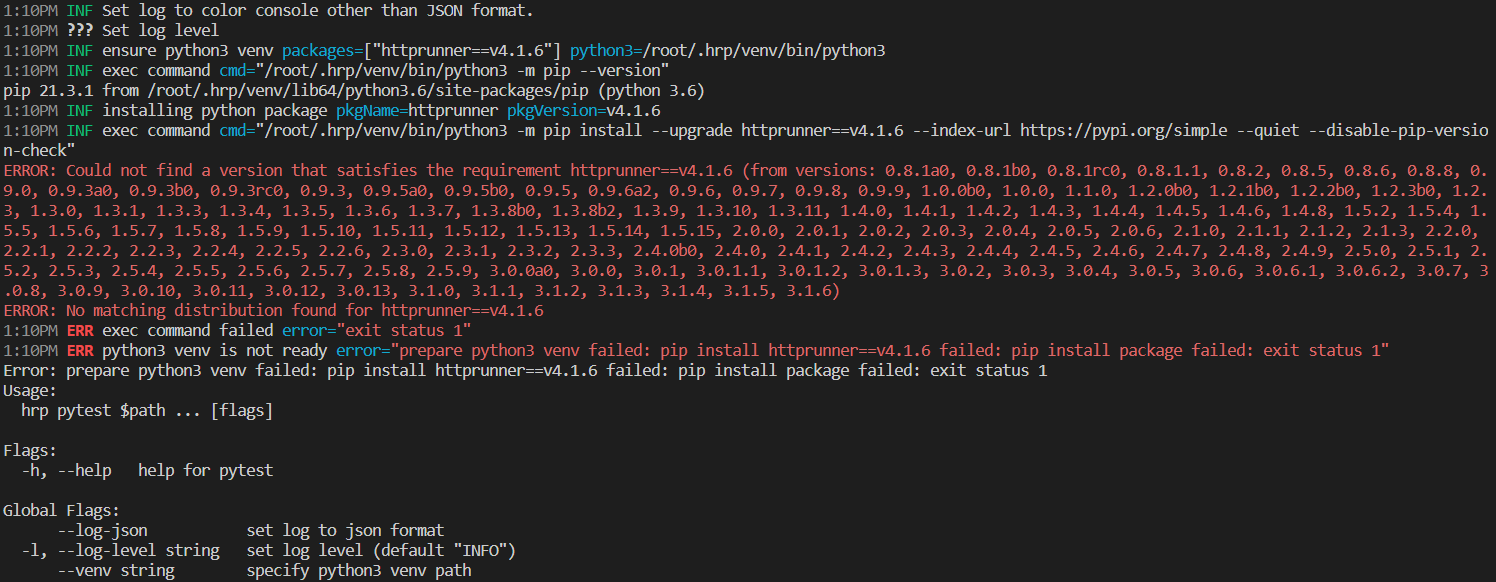 hrp startproject命令提示未找到v4.1.6版本的httprunner · Issue #1430 · httprunner/httprunner · GitHub