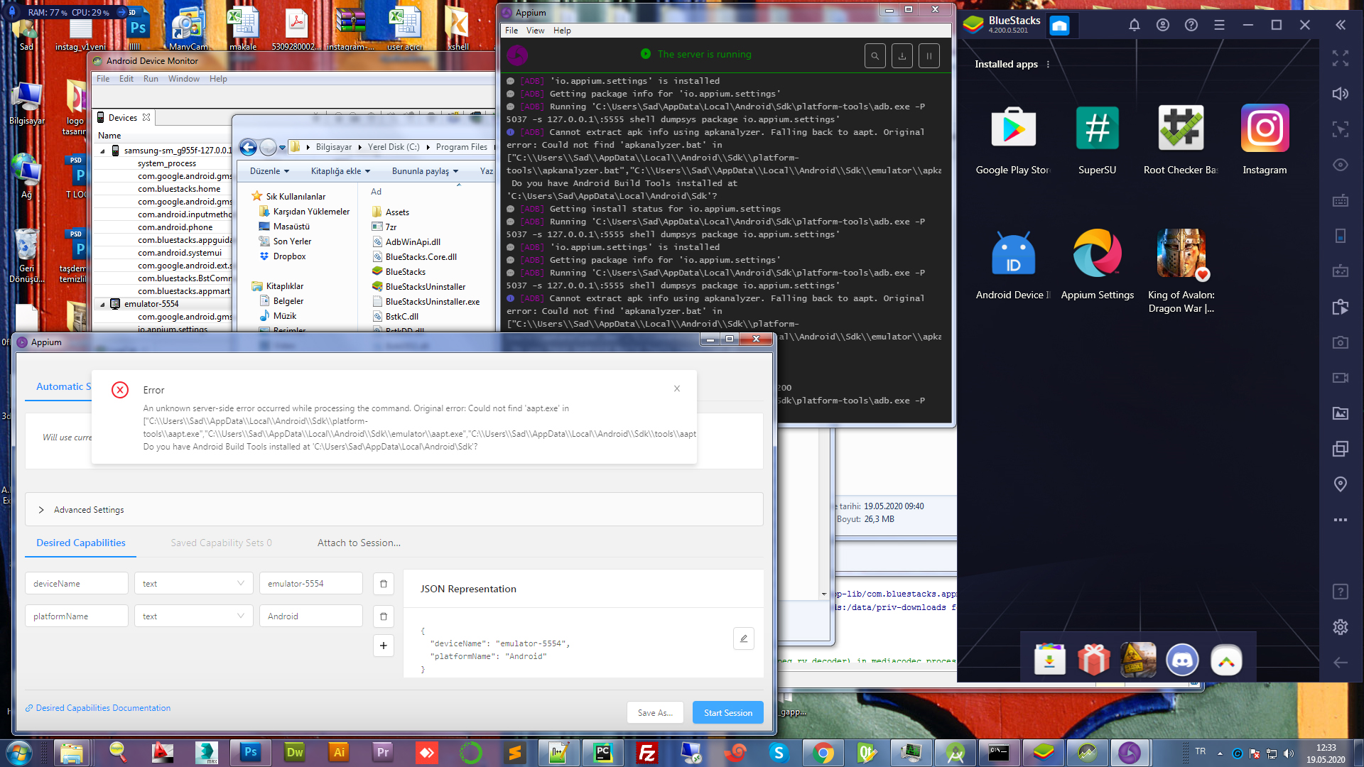 I Get An Adb Server Connection Error Between Appium And Bluestacks · Issue 14353 · Appium