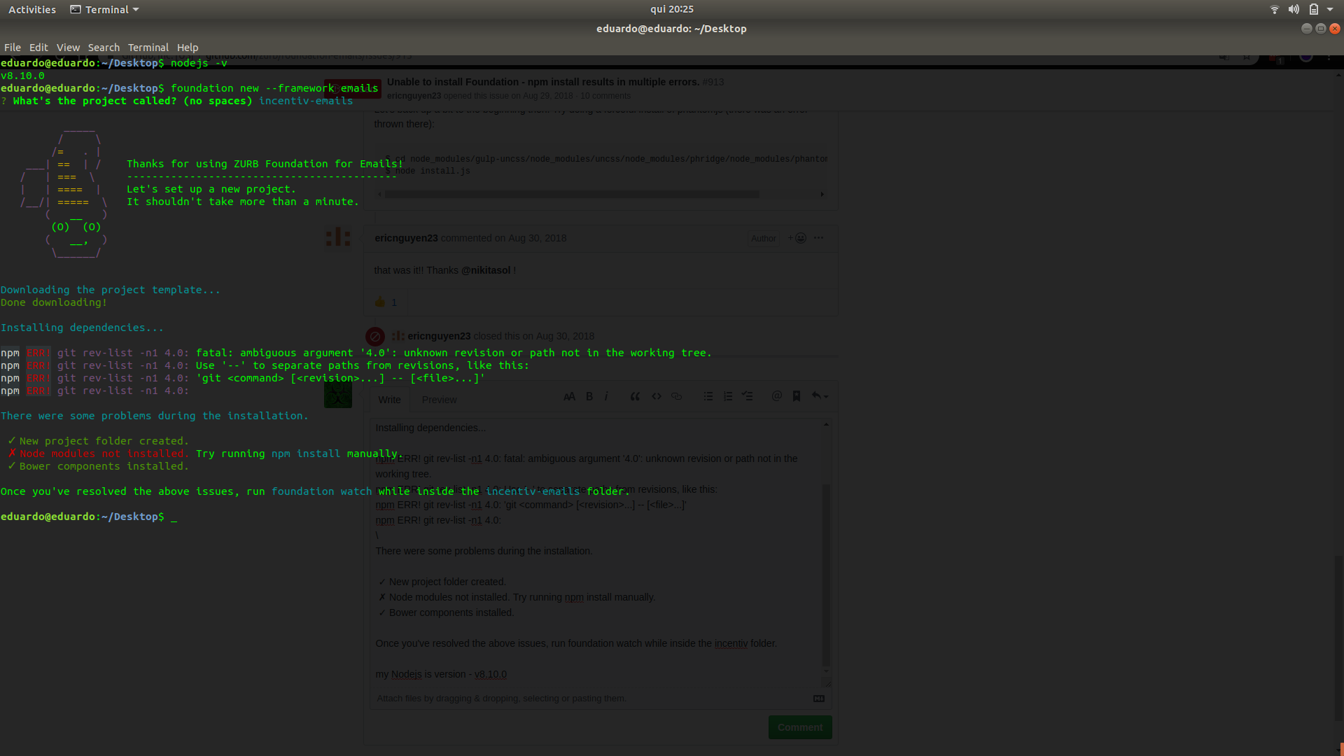 Unable to install Foundation - npm install results in multiple errors. · Issue #913 · foundation ...