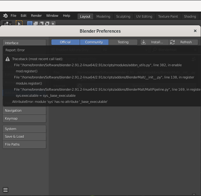 Malt render preview turns viewport solid black with fresh build of Blender 2.91 on Linux · Issue ...