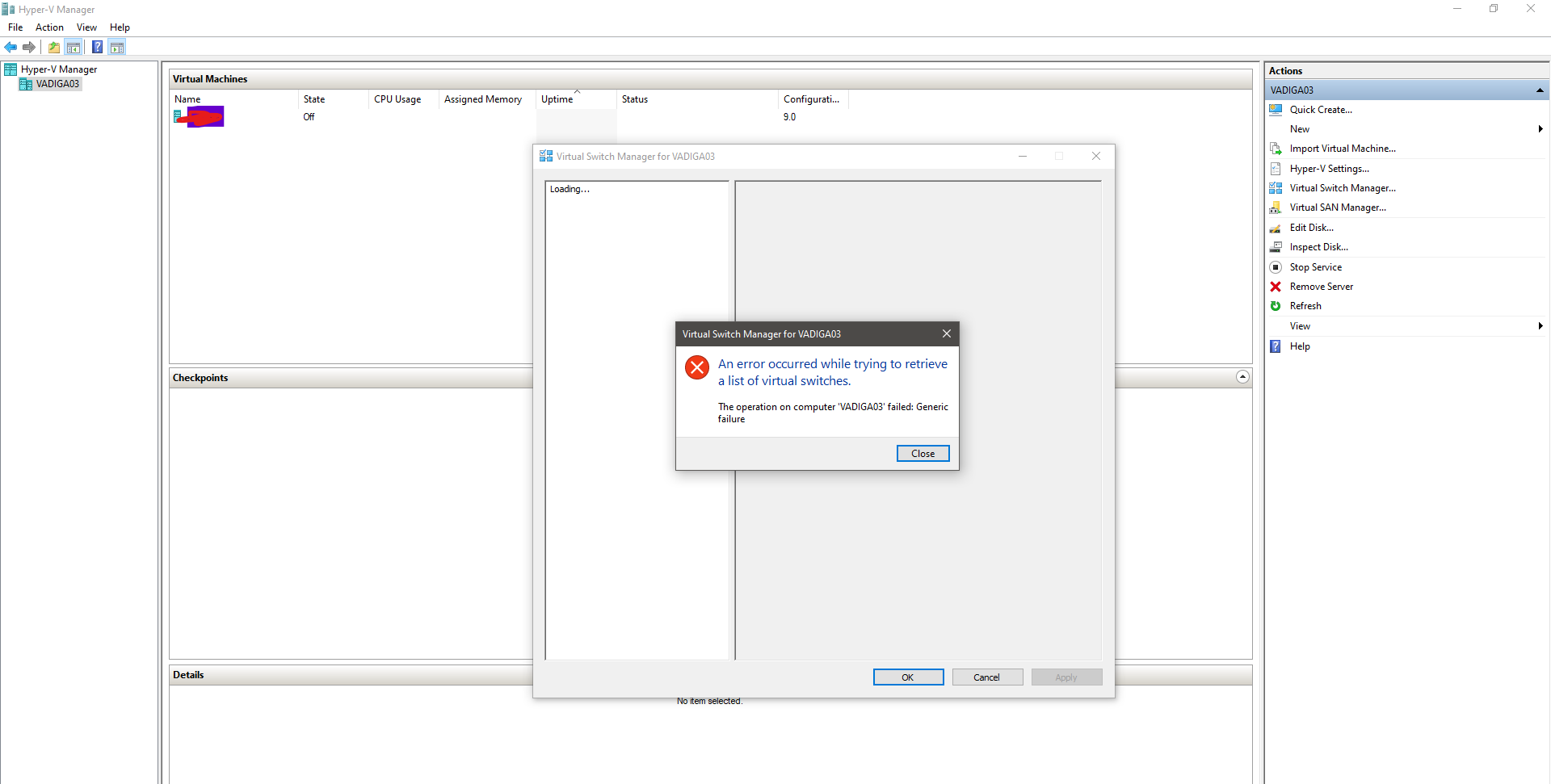 Generic Error while opening Virtual Switch manager [post 1903 update] · Issue #1217 ...