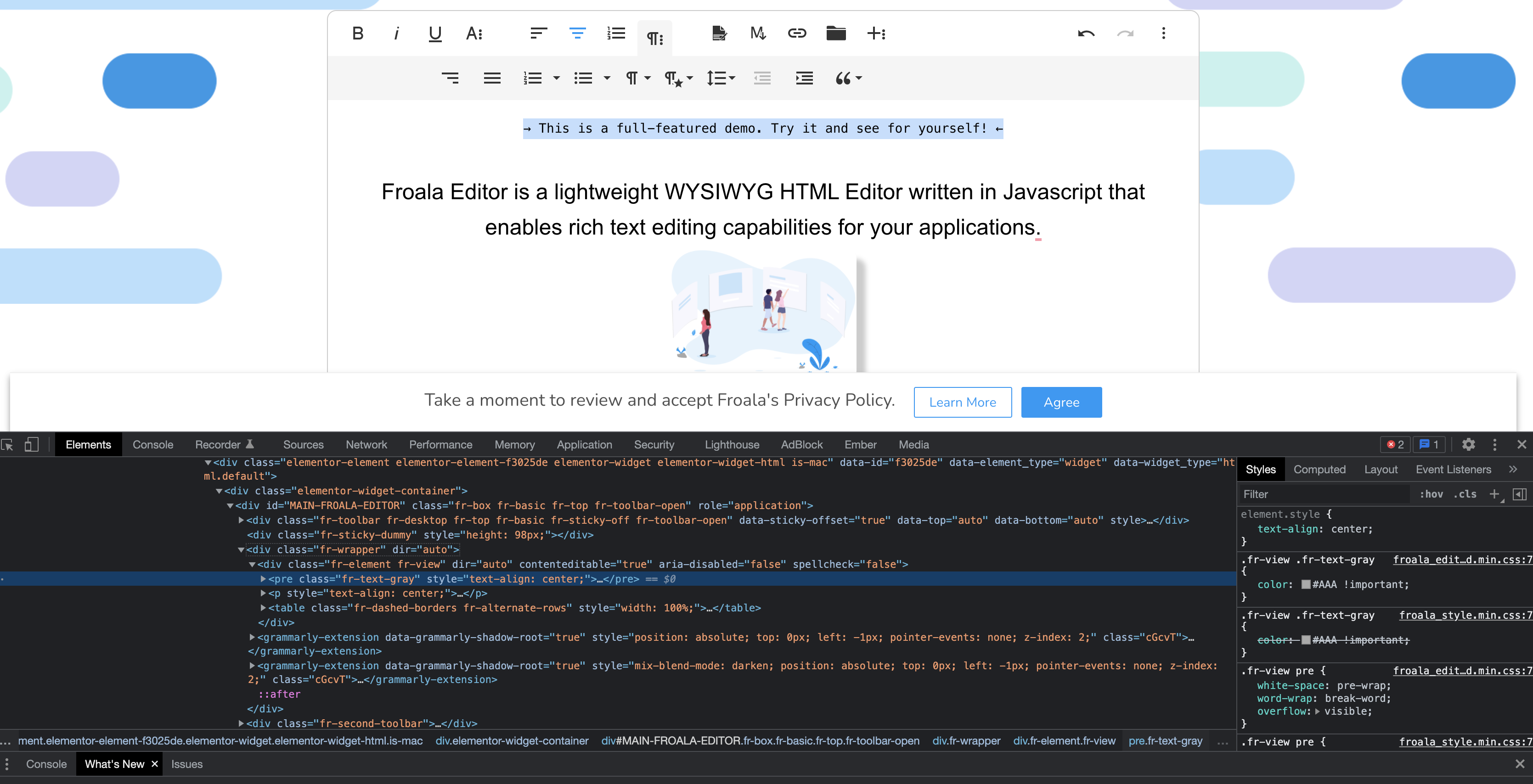 Apply styles to code paragraph · Issue #4419 · froala/wysiwyg-editor ...