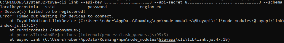 tuya-cli link hangs and times out at "Registering device(s)..." · Issue #287 · codetheweb/tuyapi ...
