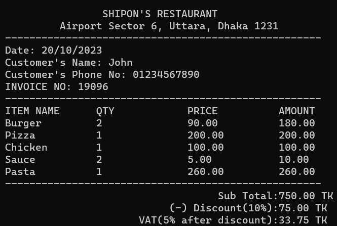 GitHub - iamnazmulhasan/restaurant-bill-generator: This is a C program ...