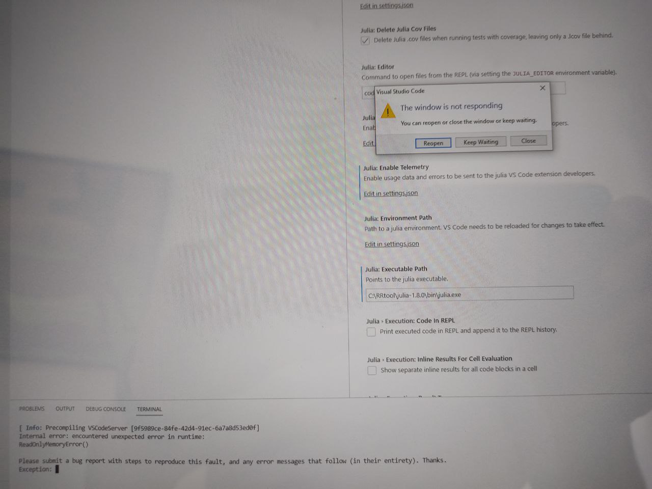 crash with julia 1.8.0 on Ryzen CPUs · Issue #3048 · julia-vscode/julia-vscode · GitHub