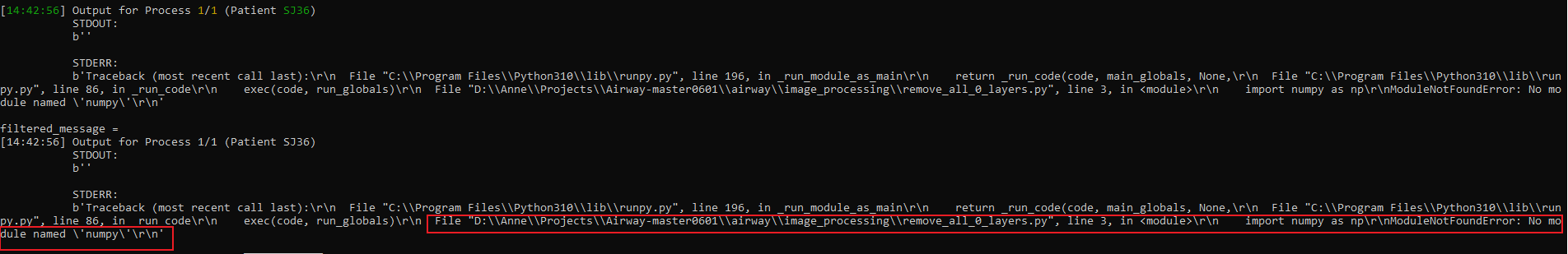 import numpy as np\r\nModuleNotFoundError: No module named \'numpy\'\r ...