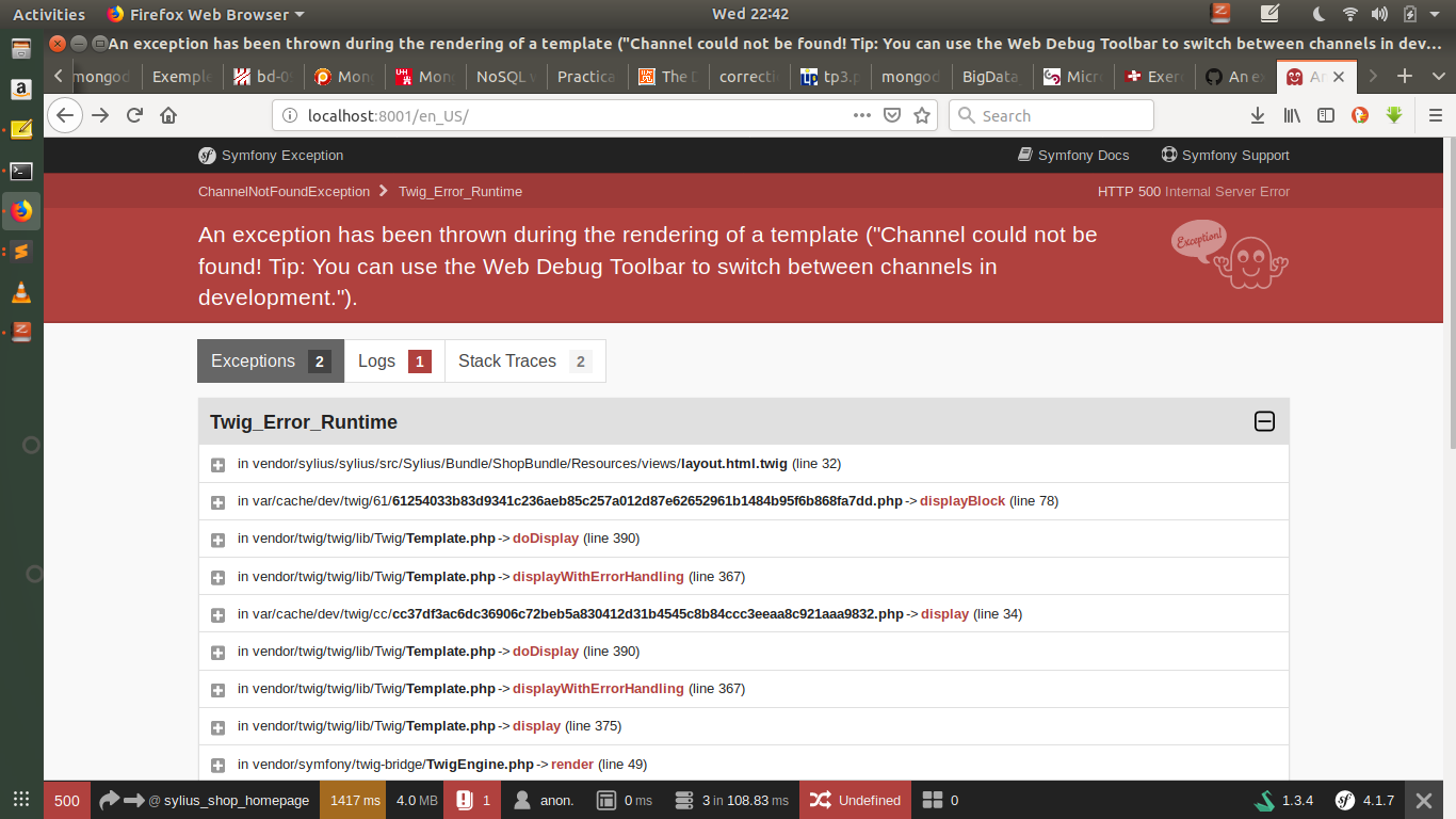 An exception has been thrown during the rendering of a template ("Channel could not be found ...