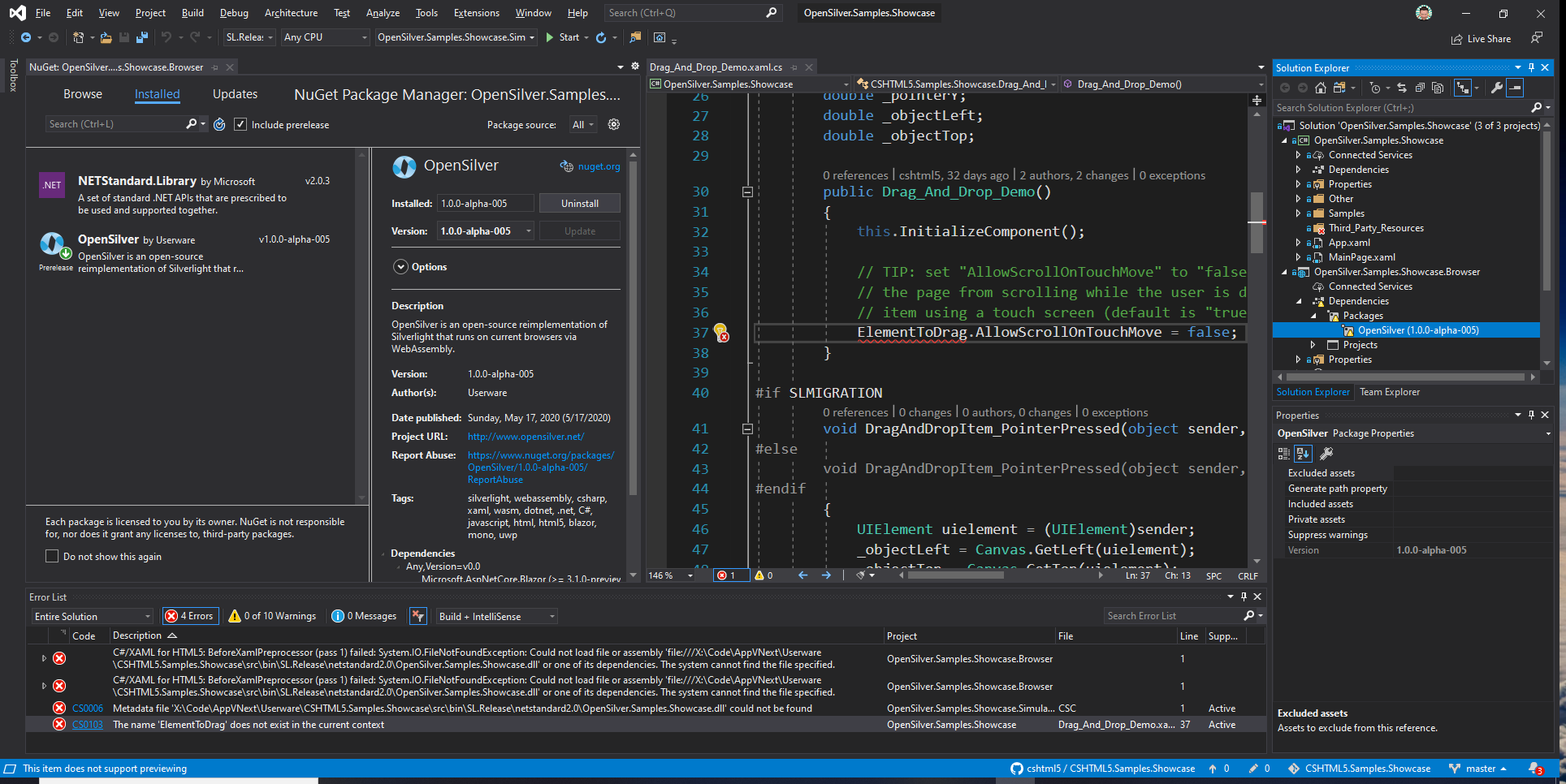 Solution not building [OpenSilver] · Issue #3 · OpenSilver/OpenSilver.Samples.Showcase · GitHub