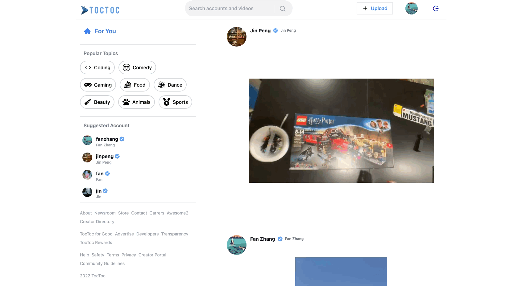 GitHub - Awesone2/toctoc: This is a fullstack project about a video-sharing social media ...