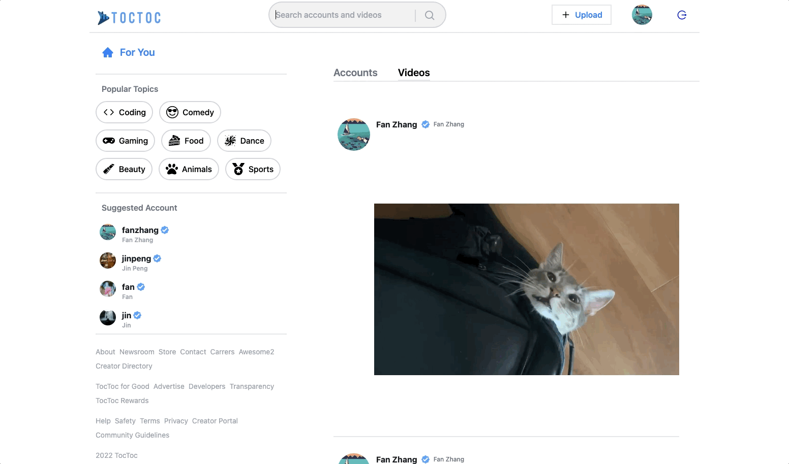 GitHub - Awesone2/toctoc: This is a fullstack project about a video-sharing social media ...