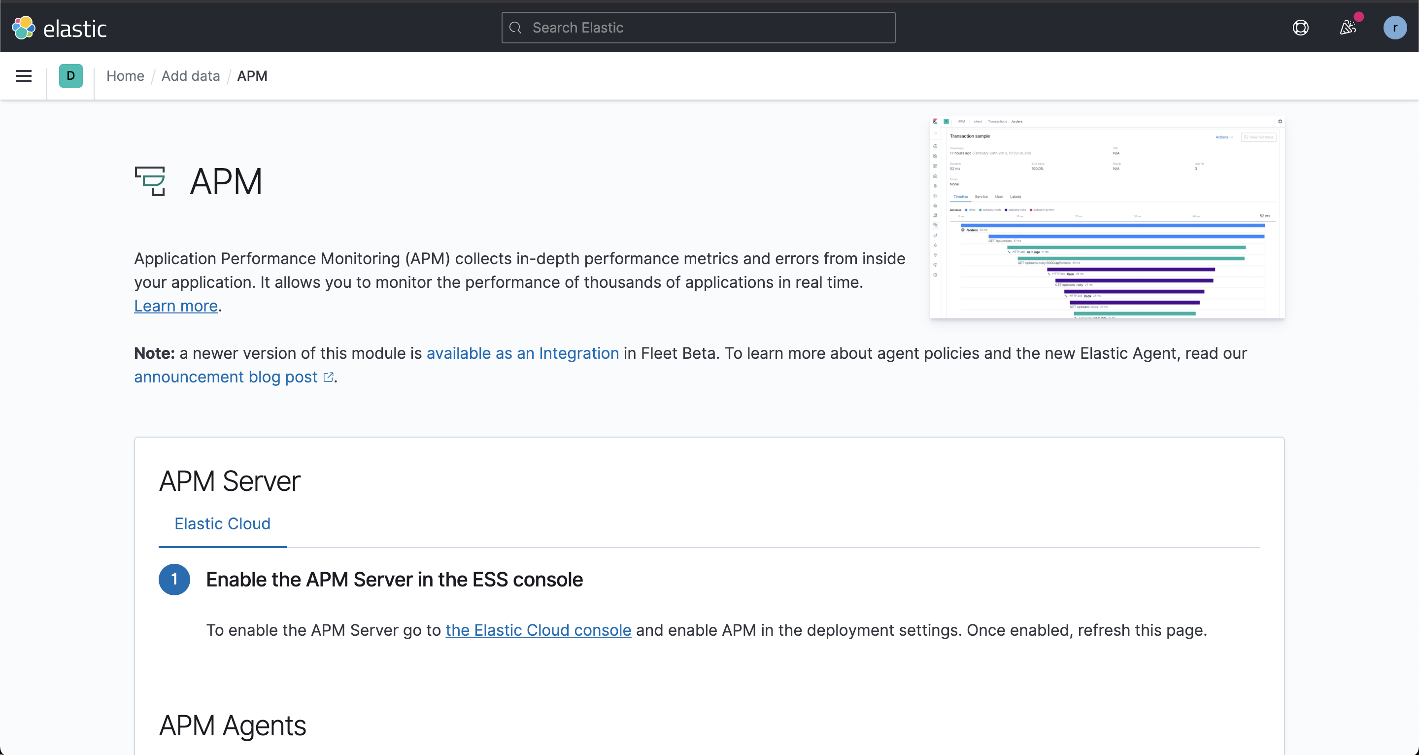Apm Update Text Instructing Users To Enable Apm In Cloud Hosted Deployments · Issue 107170