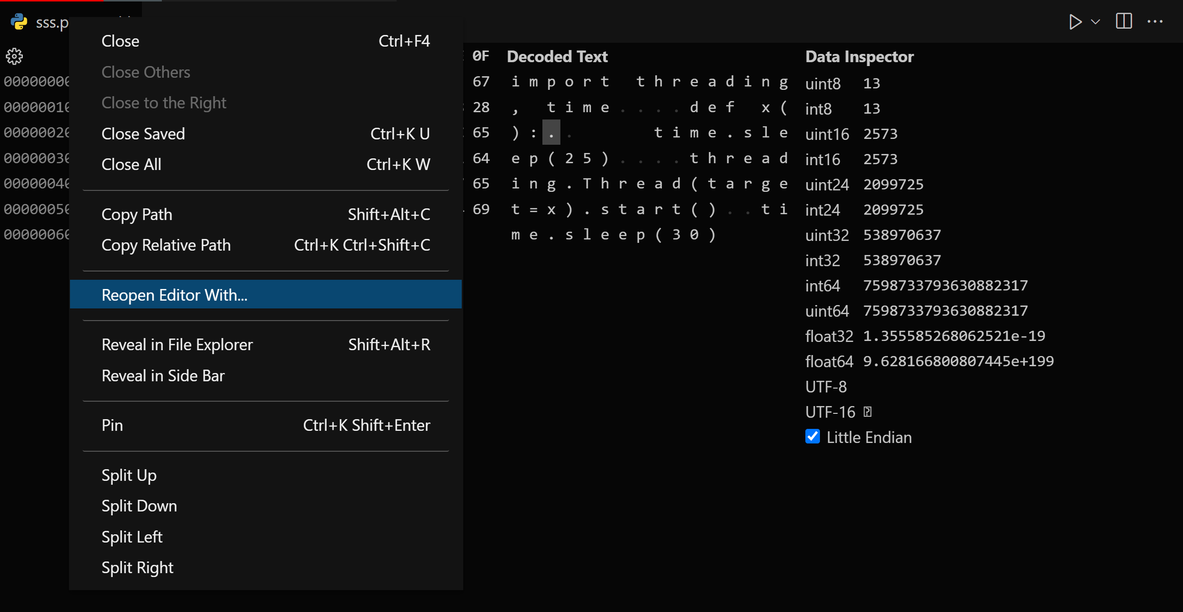 There Is No `reopen Editor With` After Reopened `untitled` Editor Via Hexeditor · Issue 352 3263