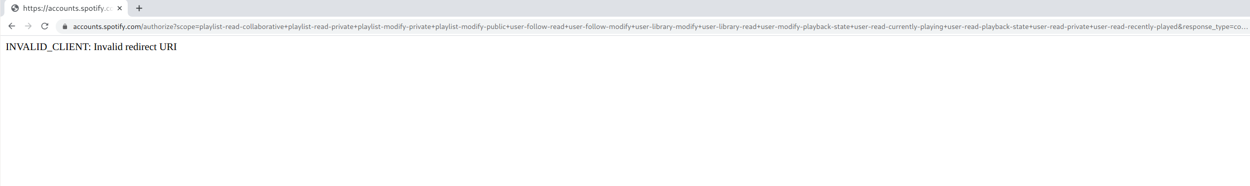 INVALID_CLIENT: Invalid redirect URI · Issue #476 · Rigellute/spotify-tui · GitHub